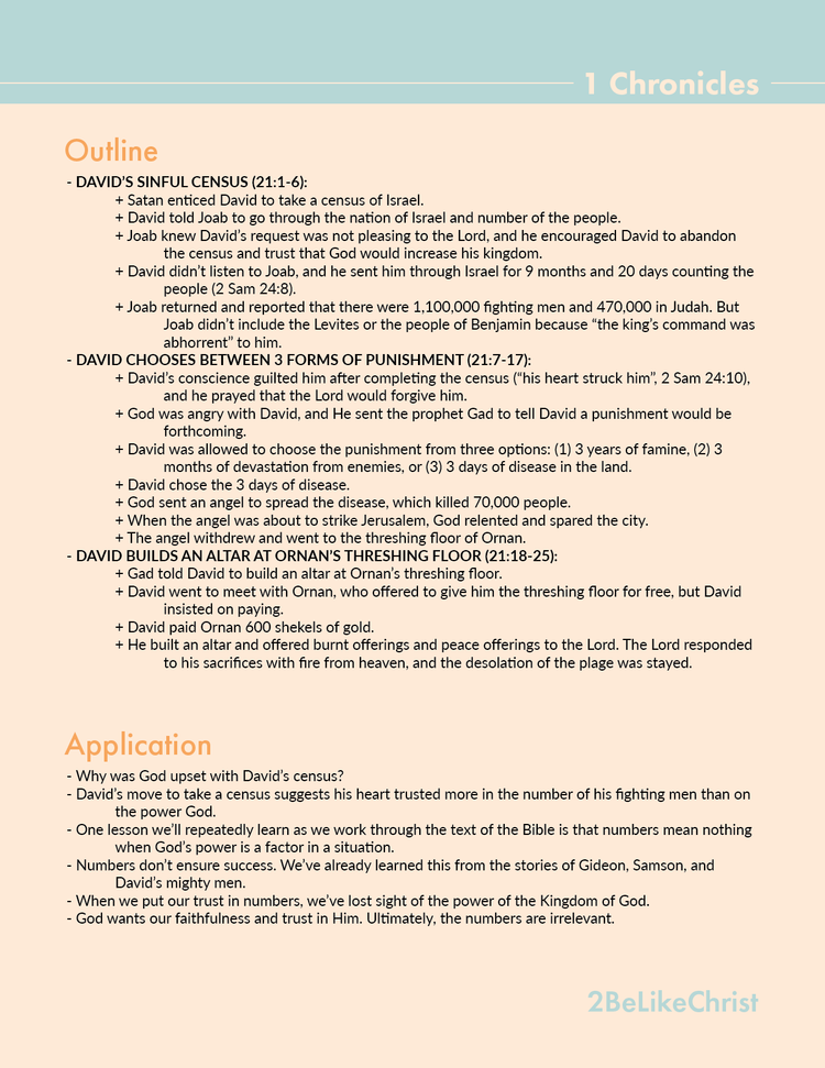 1 Chronicles 21 Explained - 5 Minute Bible Study — 2BeLikeChrist