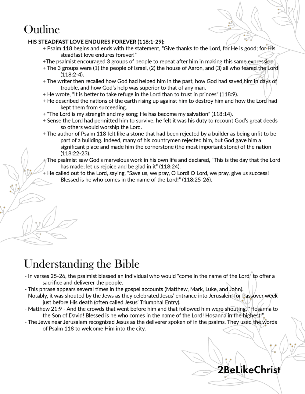 Psalm 118 Summary - 5 Minute Bible Study — 2BeLikeChrist