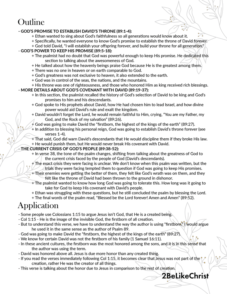 Psalm 89 Summary - 5 Minute Bible Study — 2BeLikeChrist