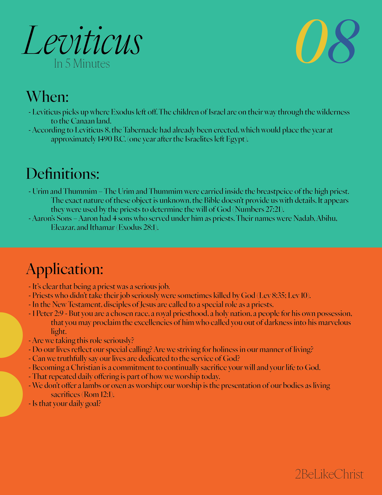 Leviticus 8 Summary: A Short Breakdown in 5 Minutes — 2BeLikeChrist