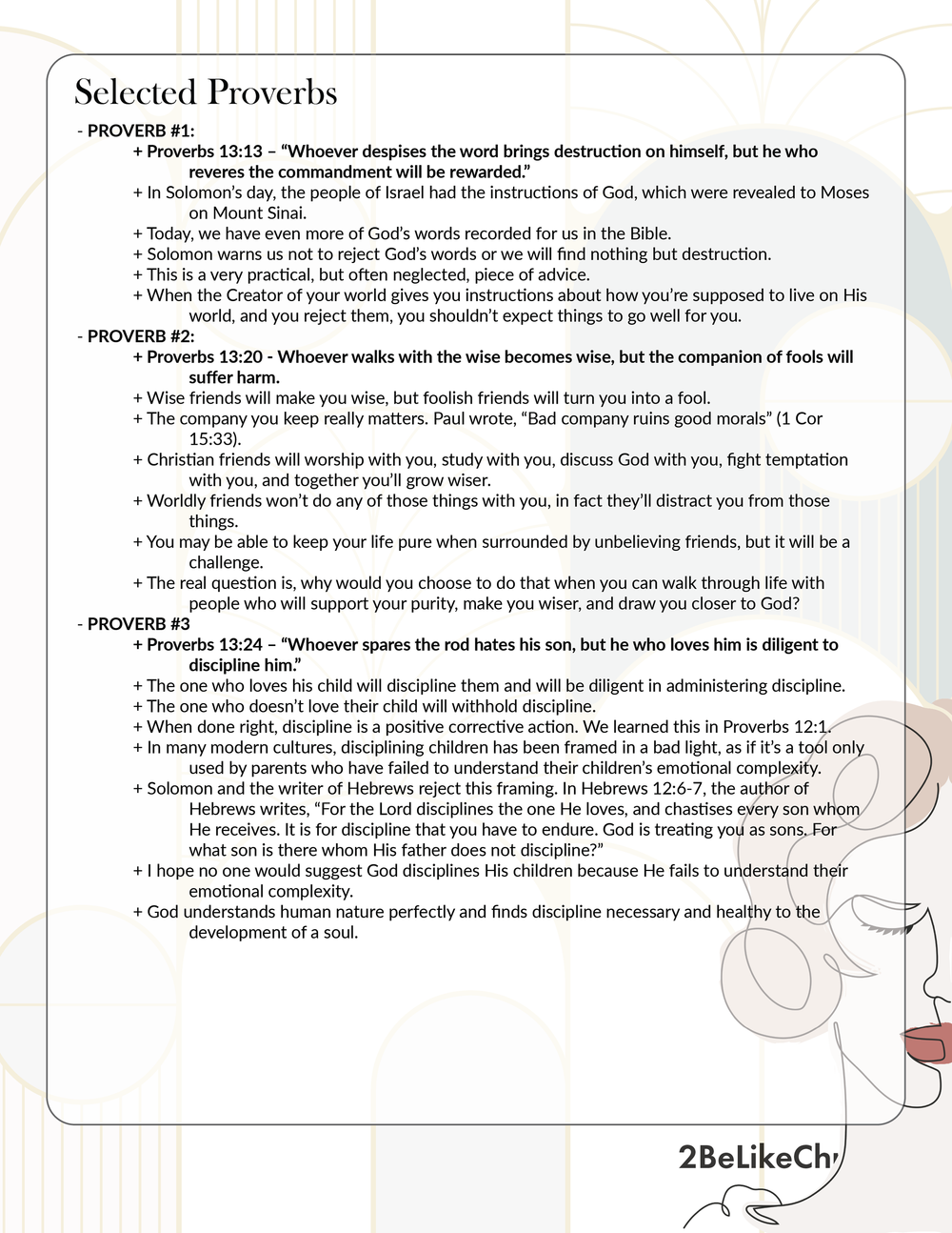 Proverbs 13 Summary - 5 Minute Bible Study — 2BeLikeChrist