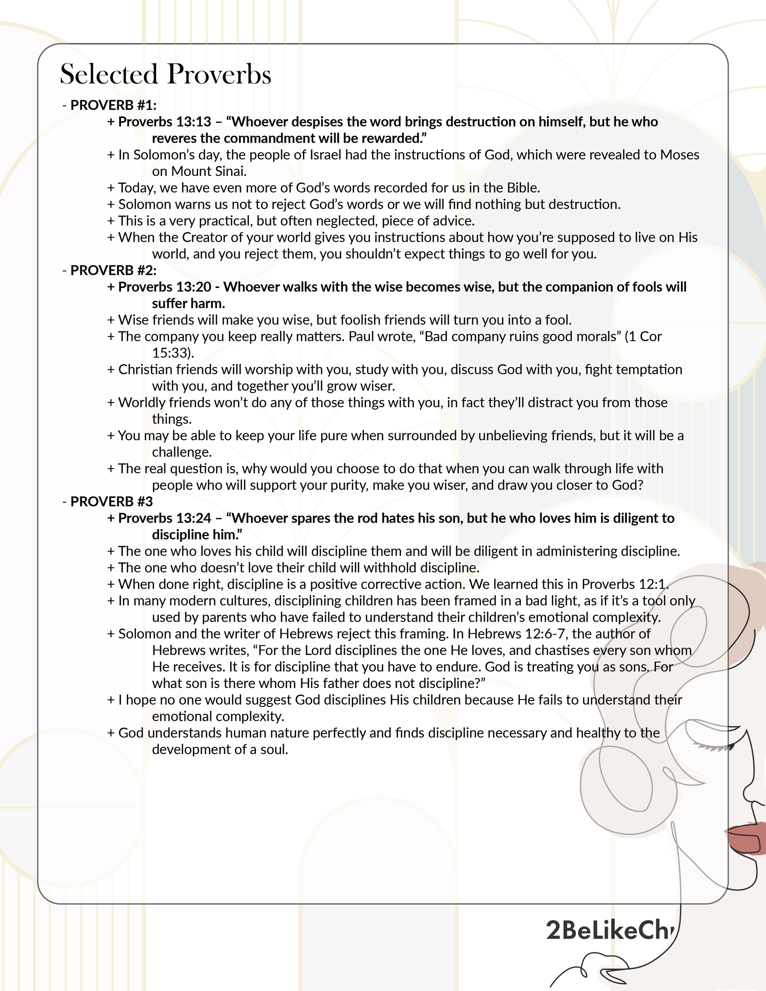 Proverbs 13 Summary - 5 Minute Bible Study — 2BeLikeChrist