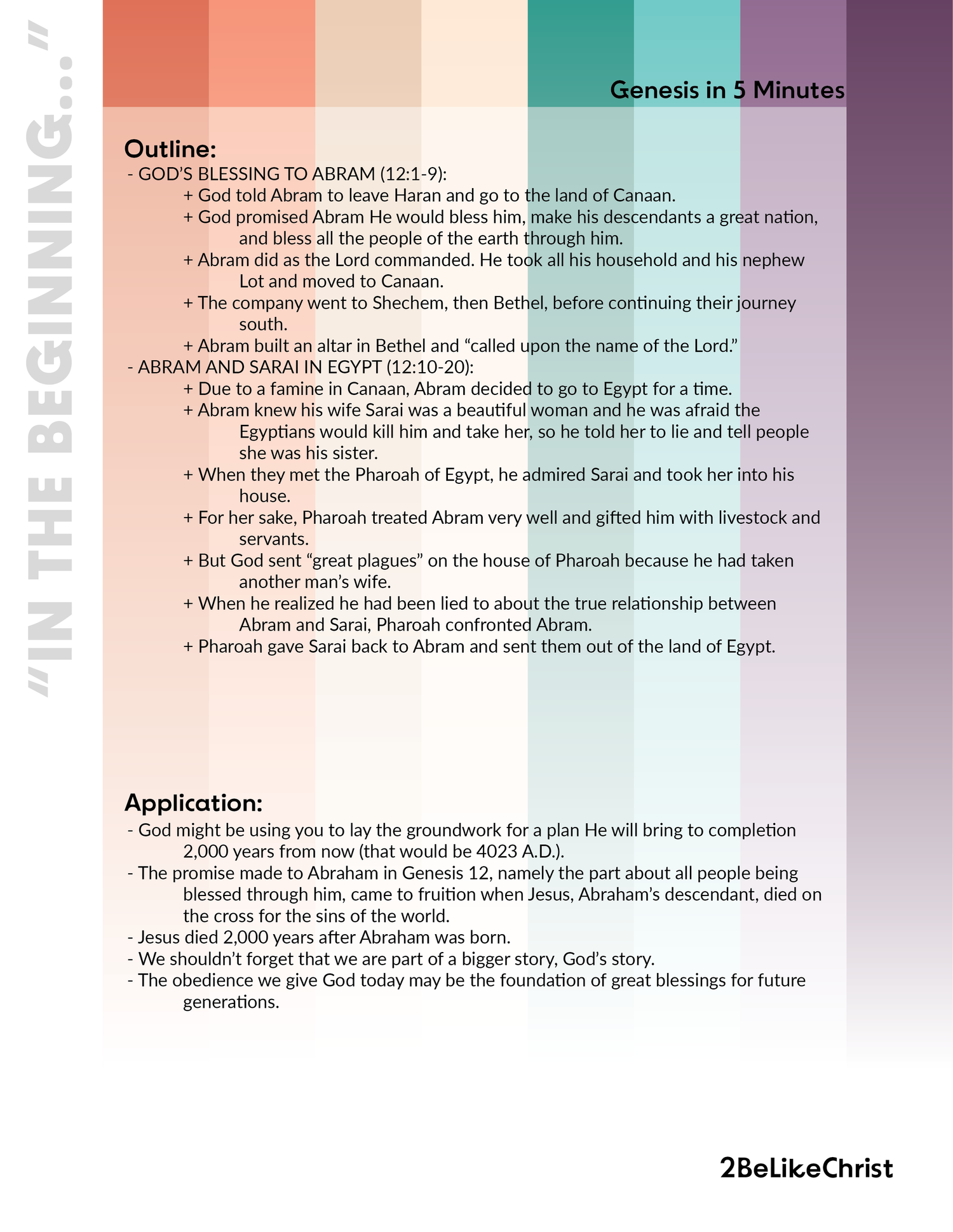Genesis 12 Summary - 5 Minute Bible Study — 2BeLikeChrist