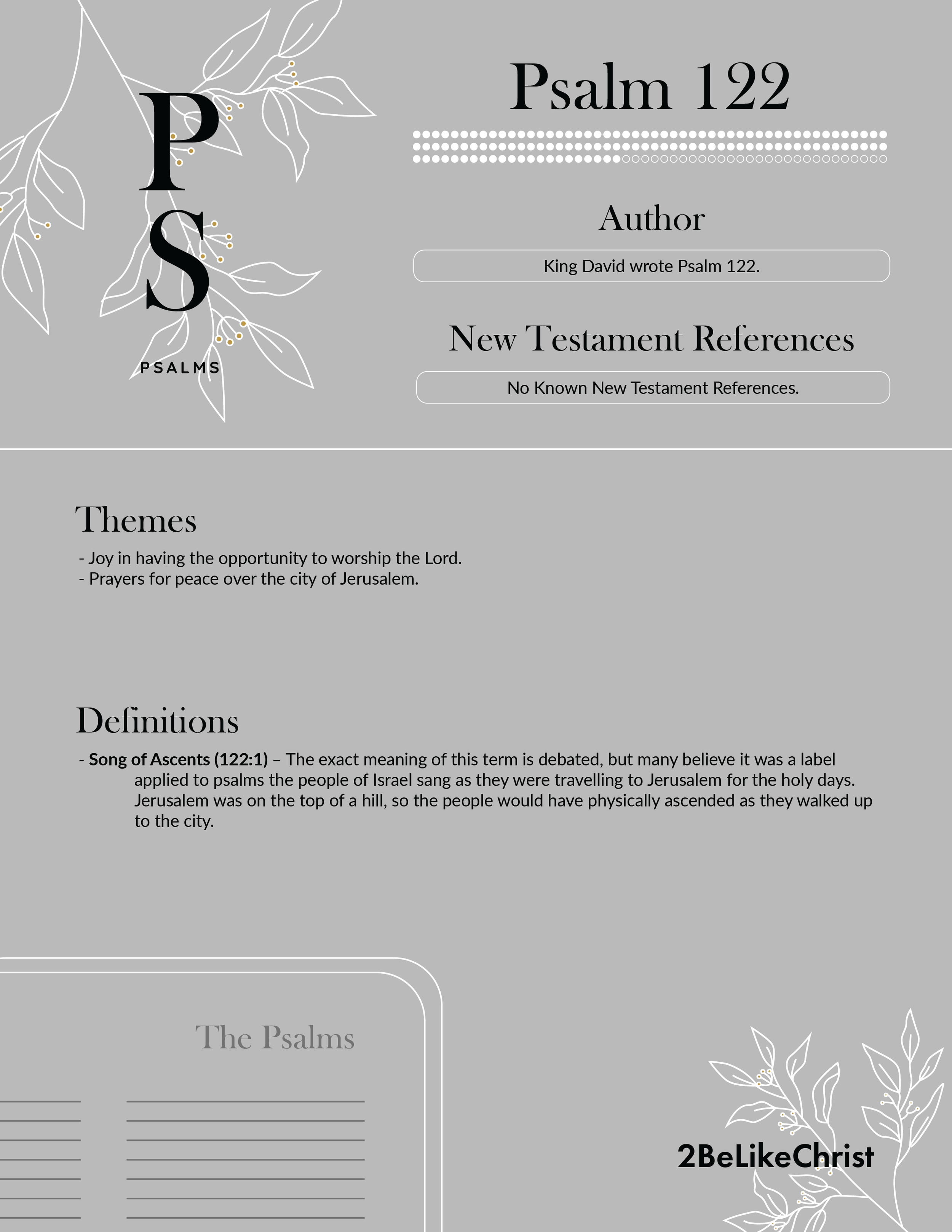 Psalm 122 Summary - 5 Minute Bible Study — 2BeLikeChrist