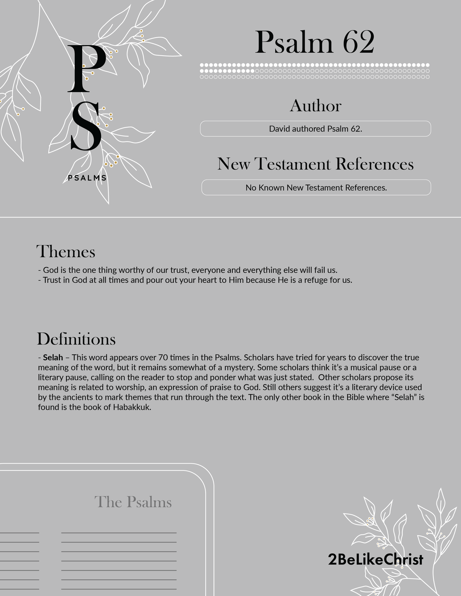 Psalm 62 Summary - 5 Minute Bible Study — 2BeLikeChrist
