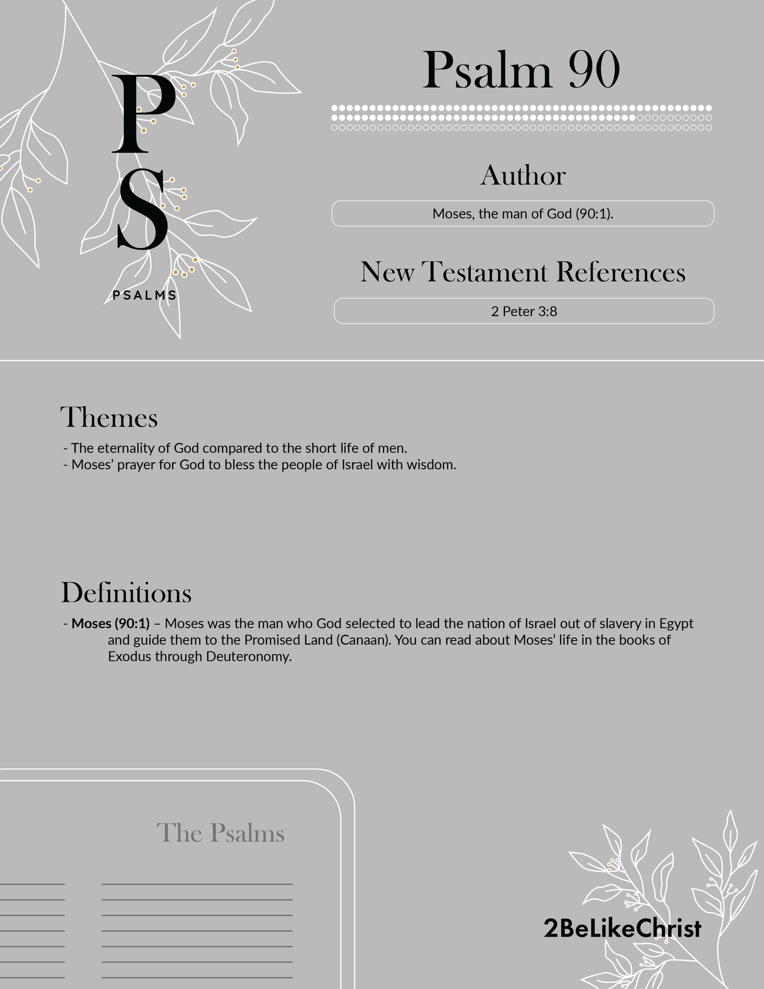 Psalm 90 Summary - 5 Minute Bible Study — 2BeLikeChrist