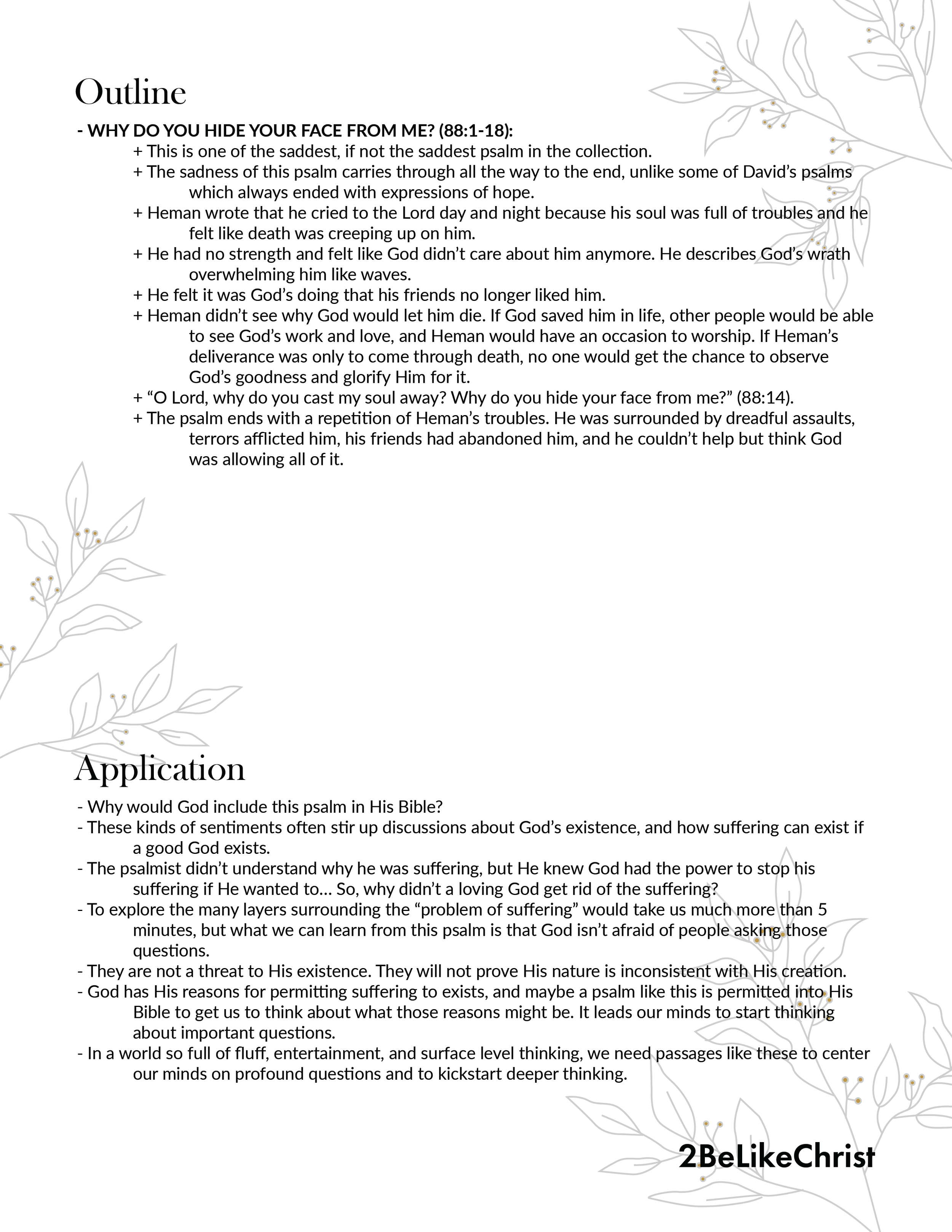 Psalm 88 Summary - 5 Minute Bible Study — 2BeLikeChrist