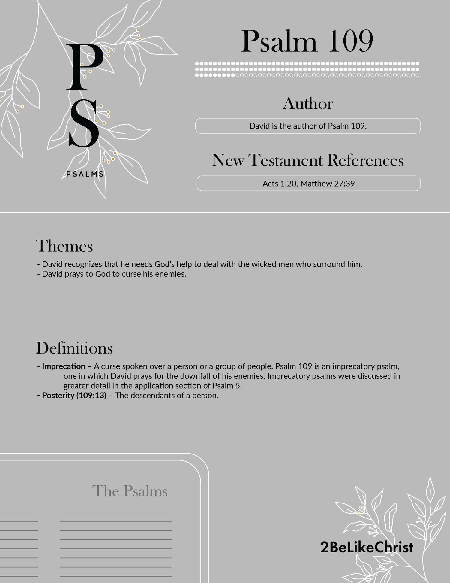 Psalm 109 Summary - 5 Minute Bible Study — 2BeLikeChrist