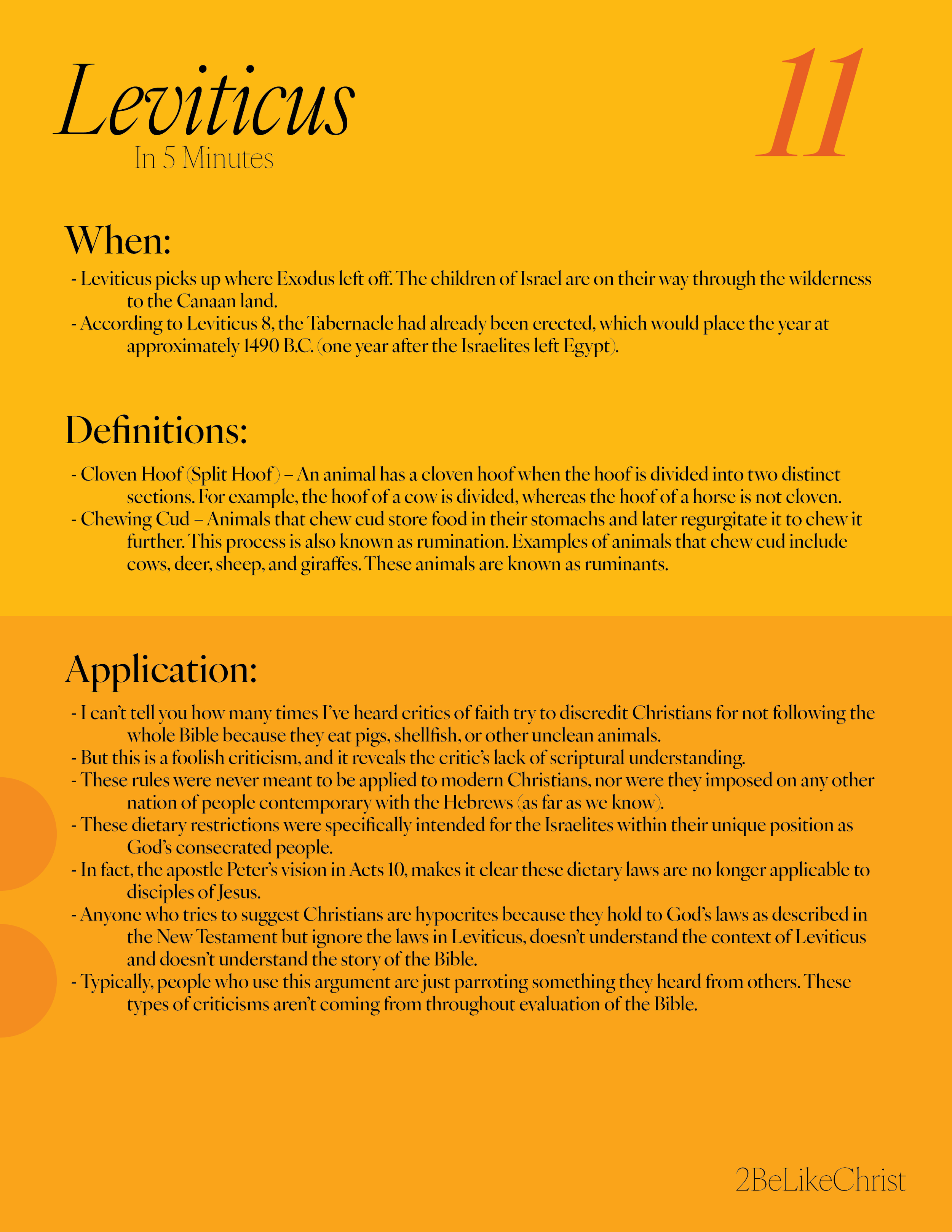Leviticus 11 Summary: A Short Breakdown in 5 Minutes — 2BeLikeChrist