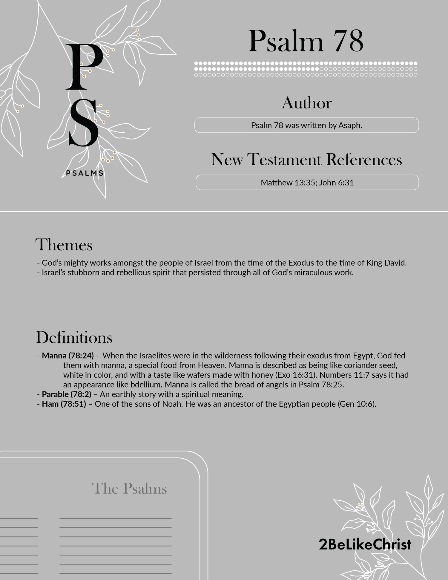 Psalm 78 Summary - 5 Minute Bible Study — 2BeLikeChrist