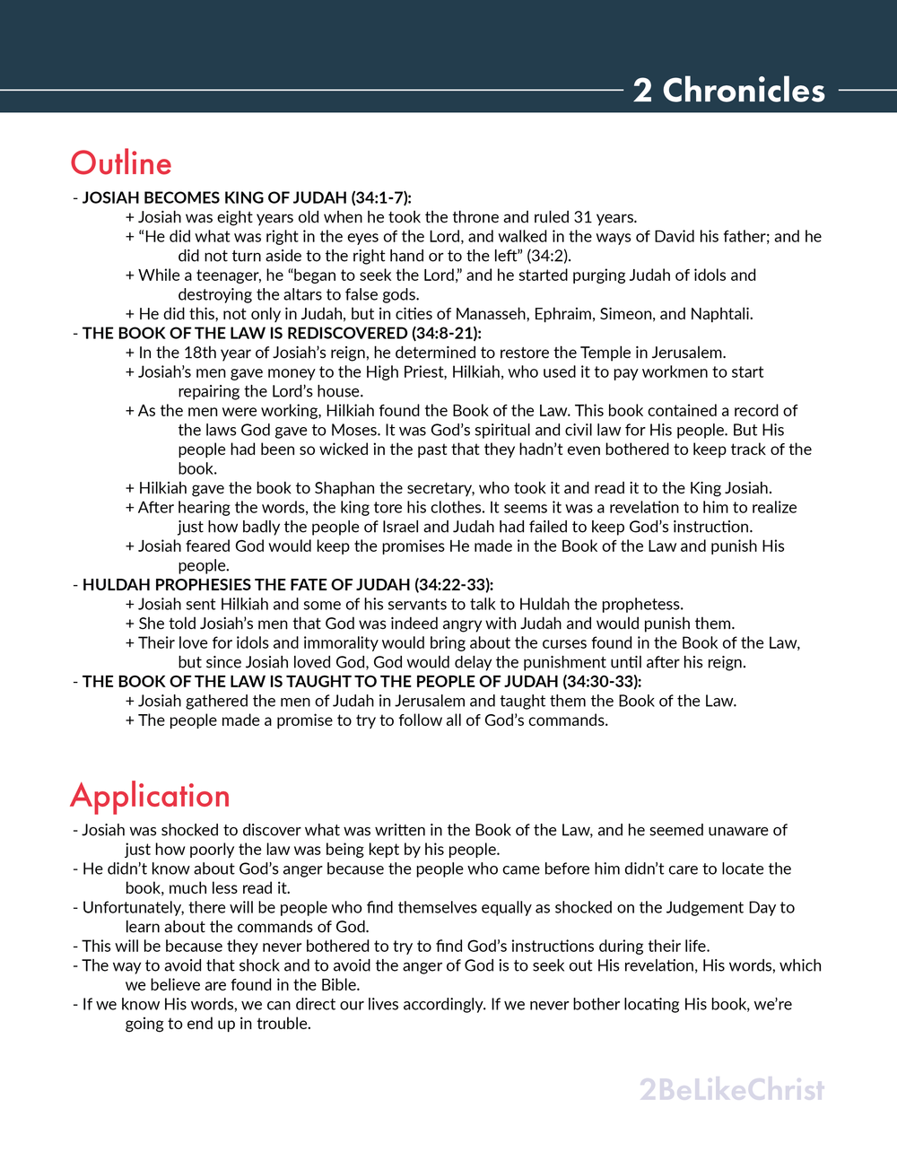 2 Chronicles 34 Summary - 5 Minute Bible Study — 2BeLikeChrist