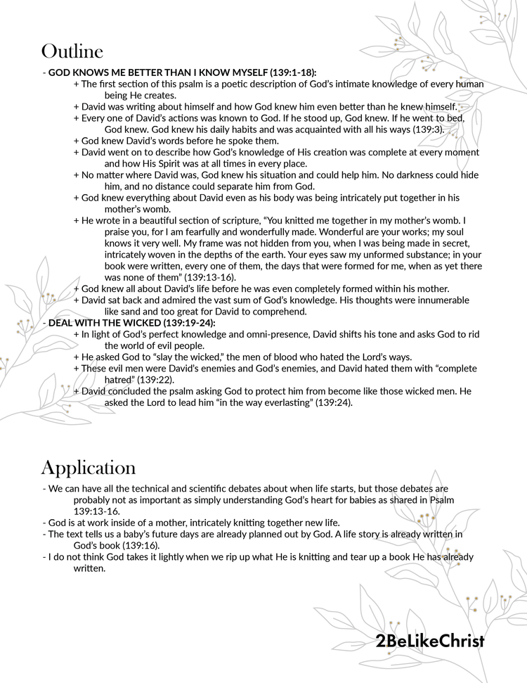 Psalm 139 Summary - 5 Minute Bible Study — 2BeLikeChrist