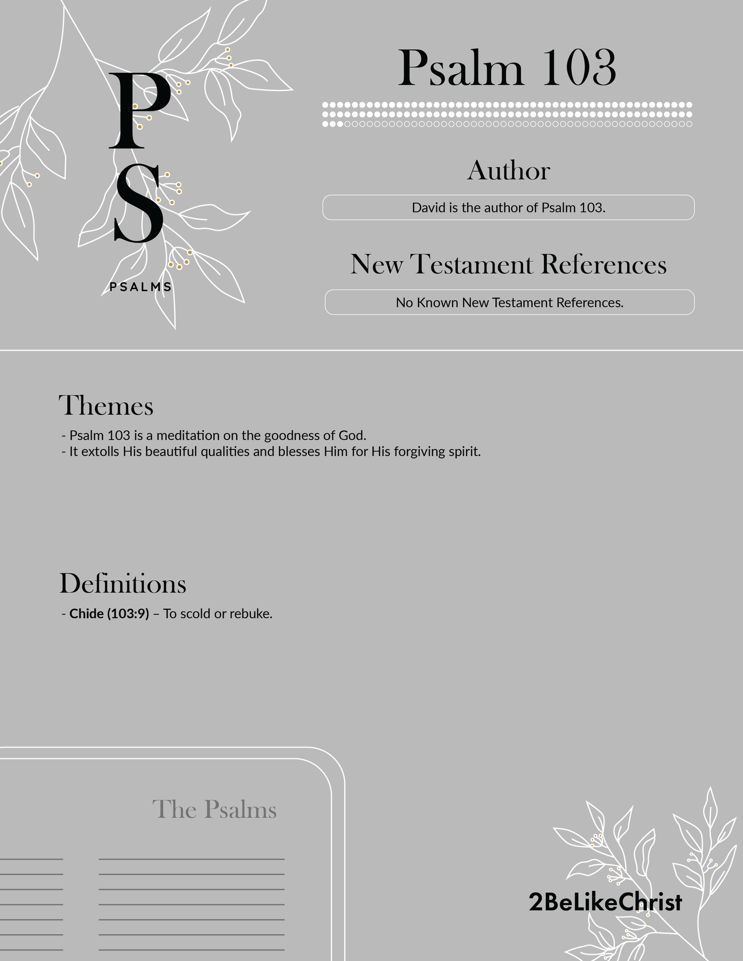 Psalm 103 Summary - 5 Minute Bible Study — 2BeLikeChrist