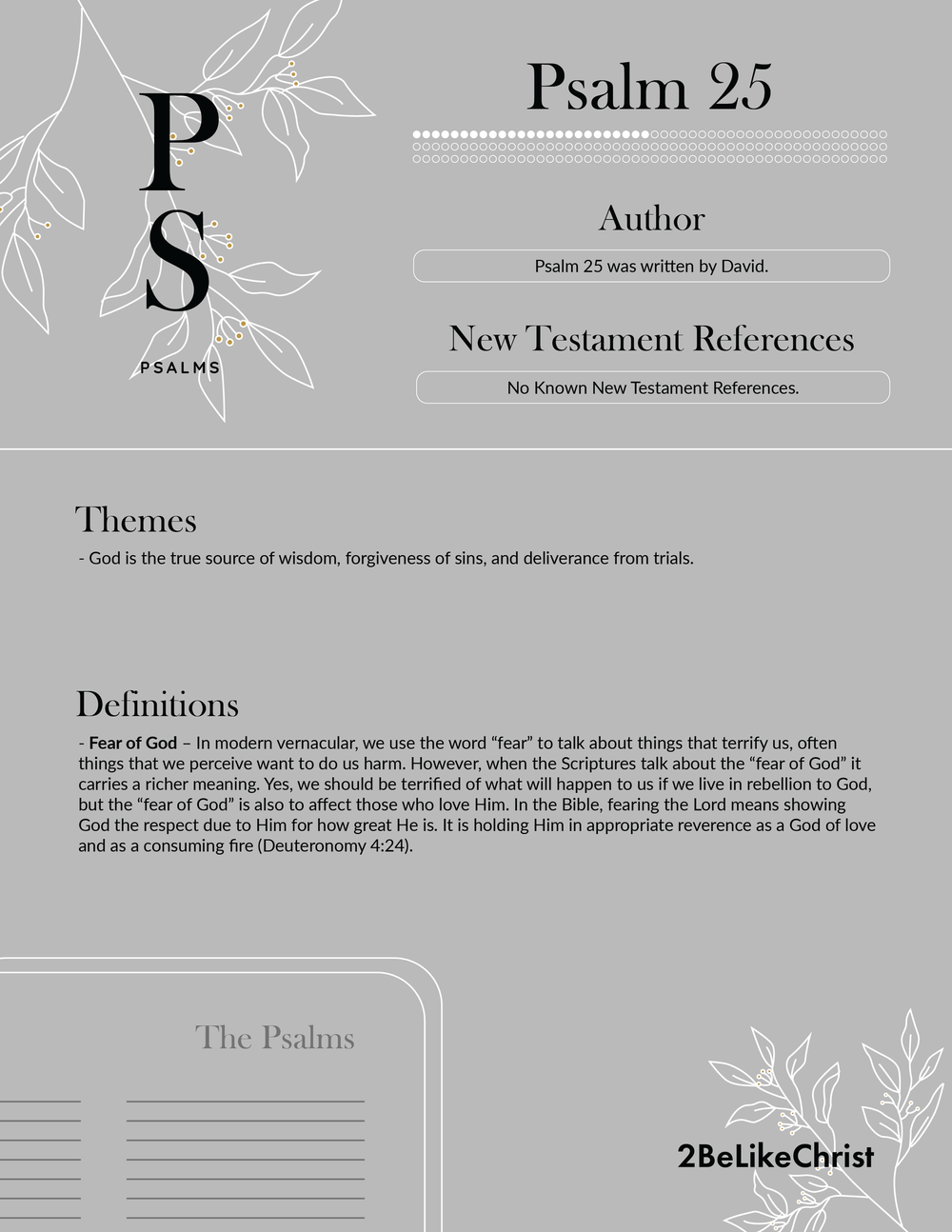 Psalm 25 Summary - 5 Minute Bible Study — 2BeLikeChrist
