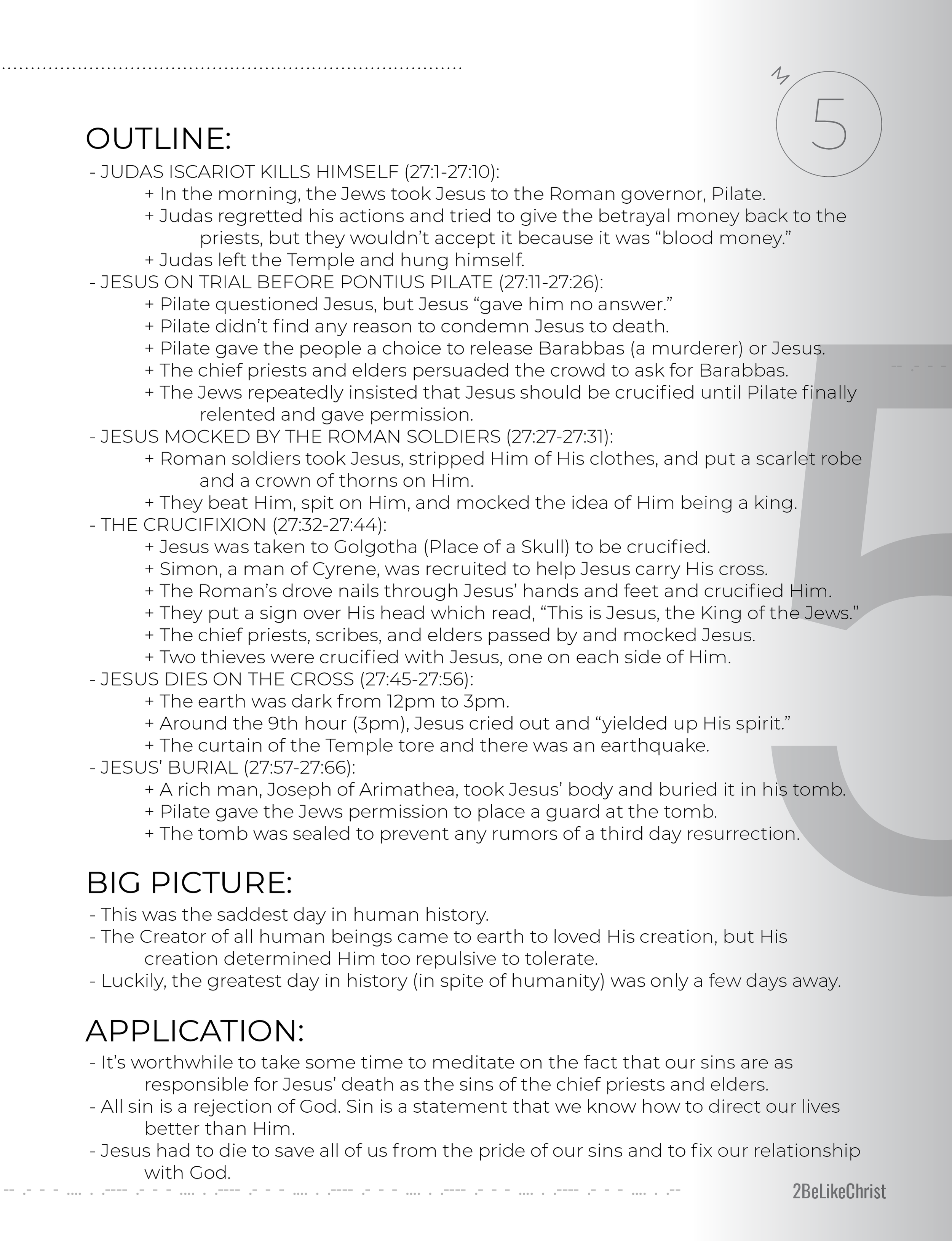 Matthew 27 Summary - Quick Bible Study — 2BeLikeChrist