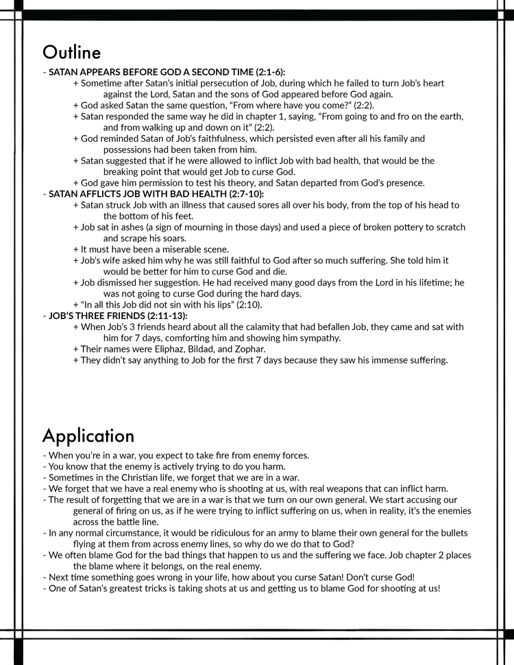 Job 2 Summary - 5 Minute Bible Study — 2BeLikeChrist