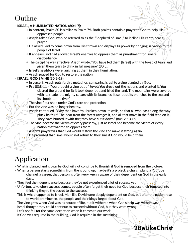 Psalm 80 Summary - 5 Minute Bible Study — 2BeLikeChrist