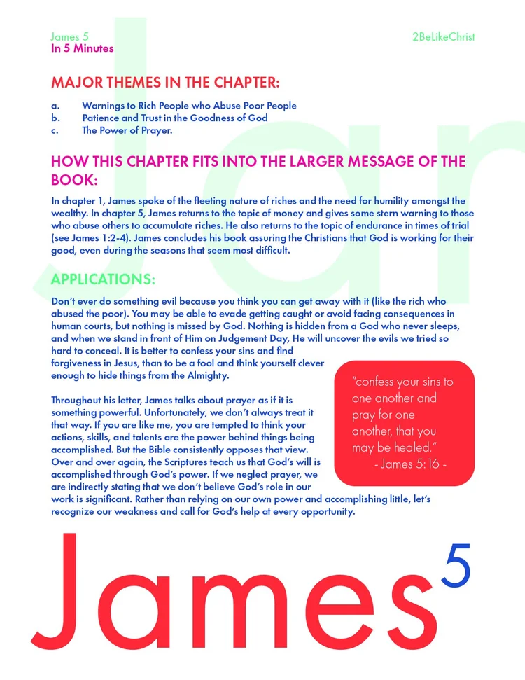 Summary of James 5 in 5 Minutes - Quick Bible Study — 2BeLikeChrist
