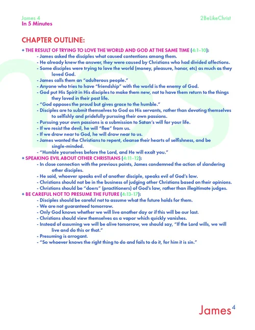 Summary of James 4 in 5 Minutes - Quick Bible Study — 2BeLikeChrist