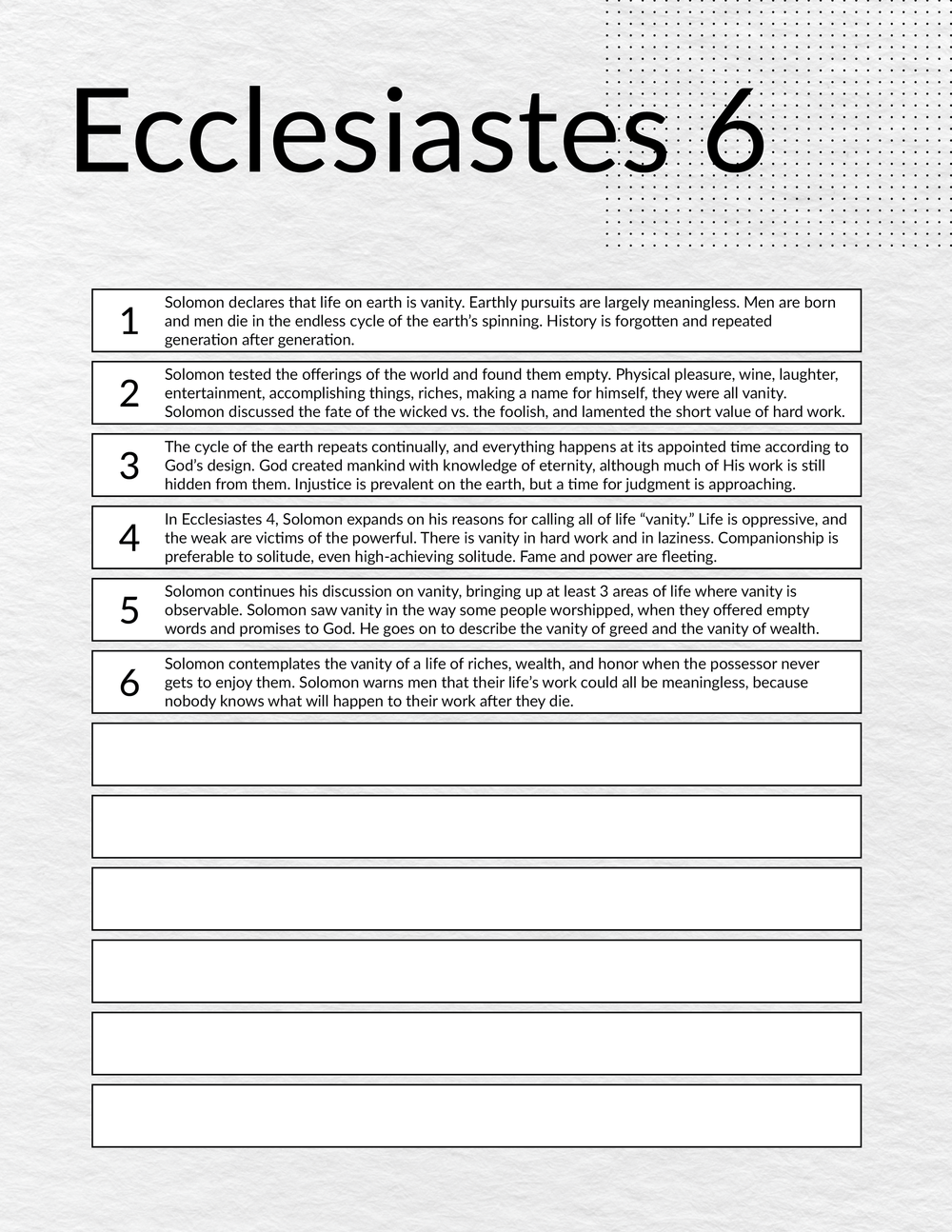 Ecclesiastes 6 Summary - 5 Minute Bible Study — 2BeLikeChrist
