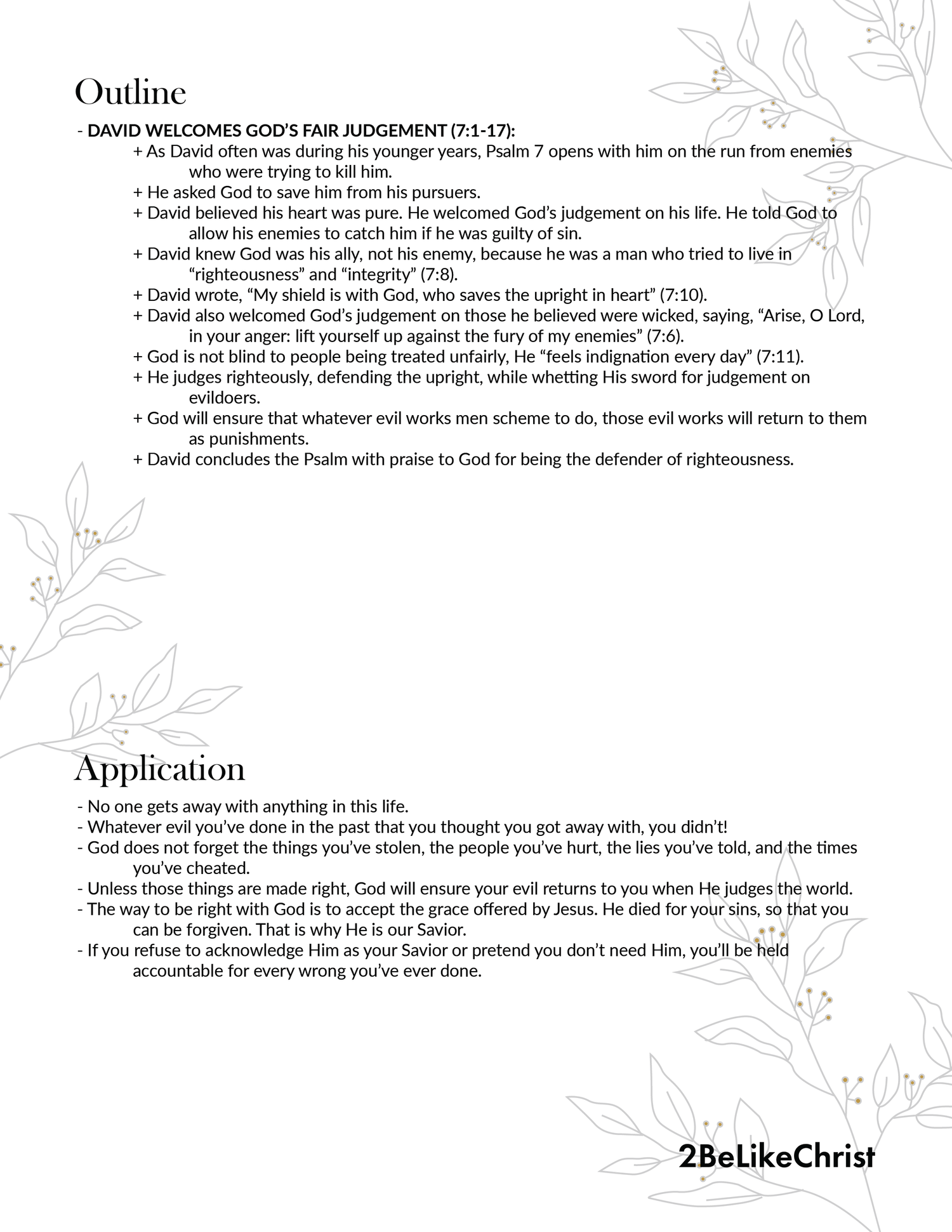 Psalm 7 Summary - 5 Minute Bible Study — 2BeLikeChrist