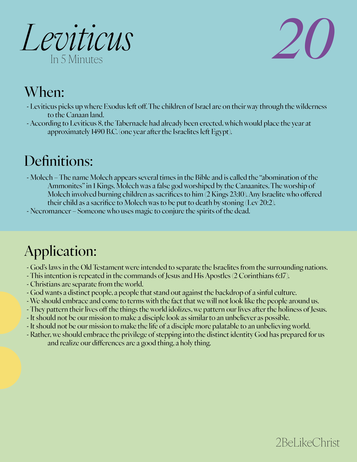 Leviticus 20 Summary: A Short Breakdown in 5 Minutes — 2BeLikeChrist