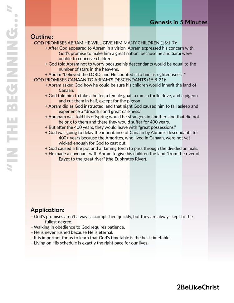 Genesis 15 Summary - 5 Minute Bible Study — 2BeLikeChrist