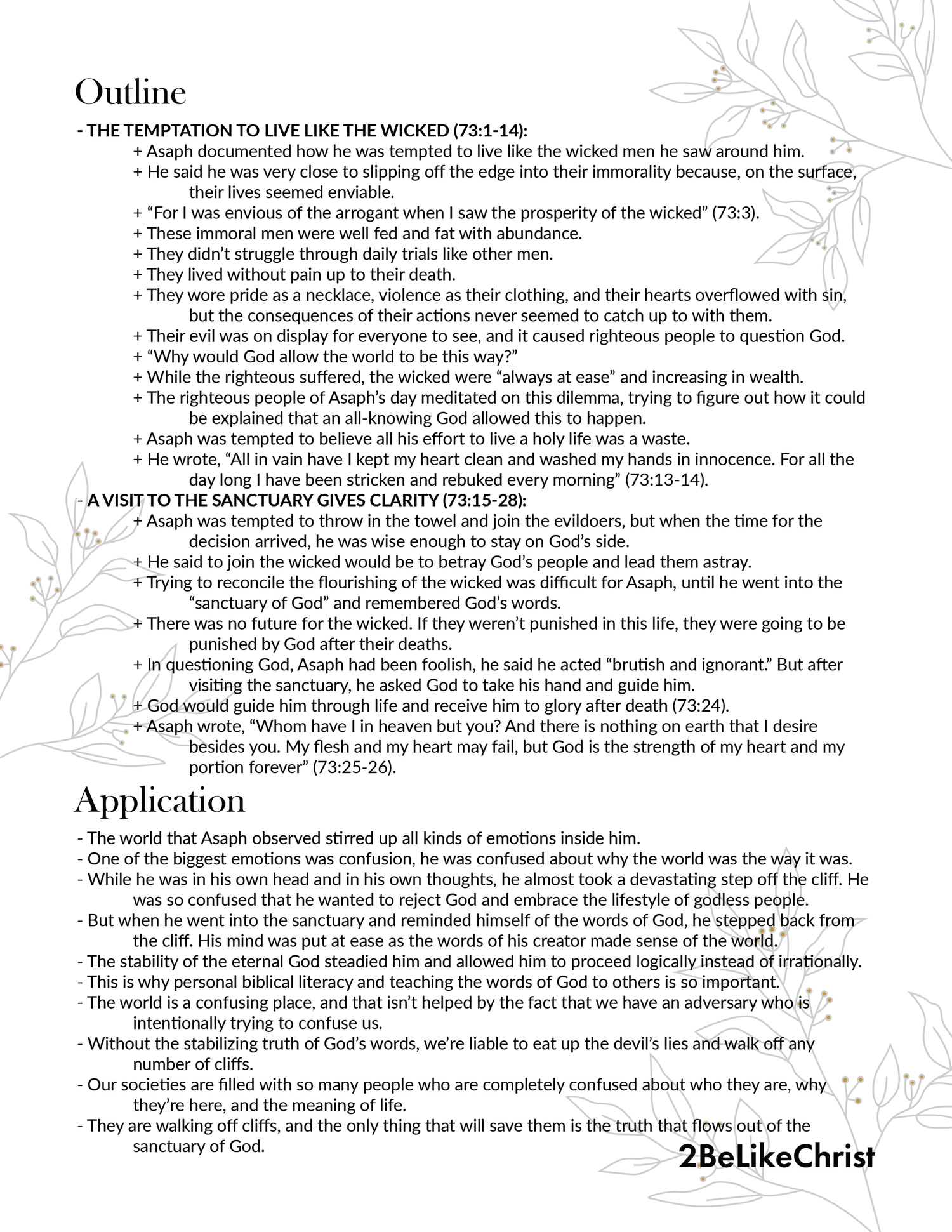 Psalm 73 Summary 5 Minute Bible Study 2belikechrist