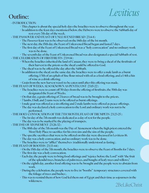 Leviticus 23 Summary: A Short Breakdown in 5 Minutes — 2BeLikeChrist