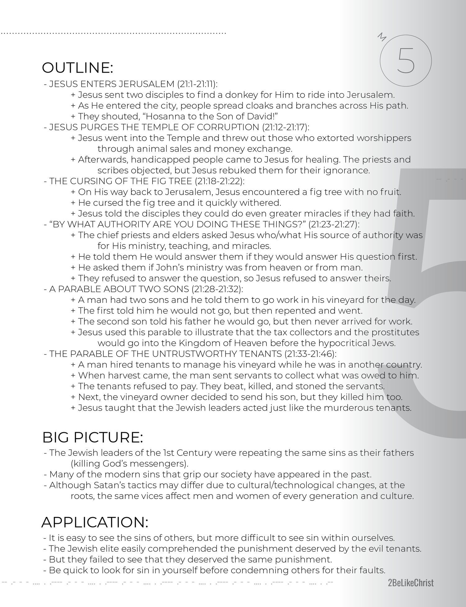 Matthew 21 Summary - Quick Bible Study — 2BeLikeChrist