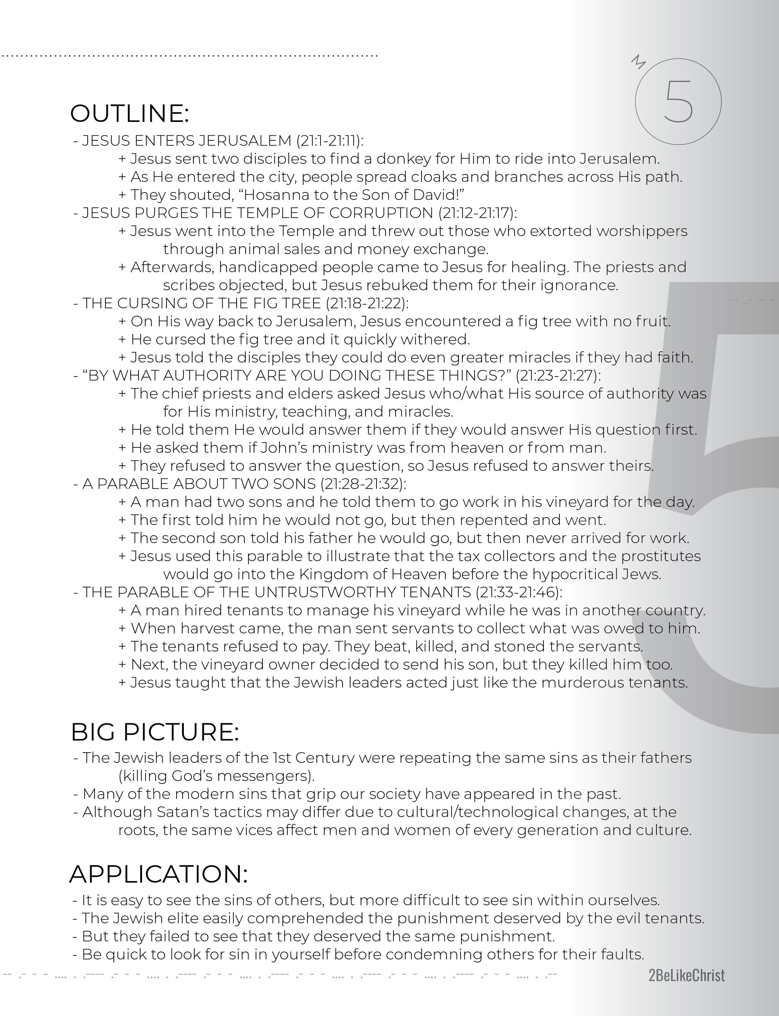 Matthew 21 Summary - Quick Bible Study — 2BeLikeChrist