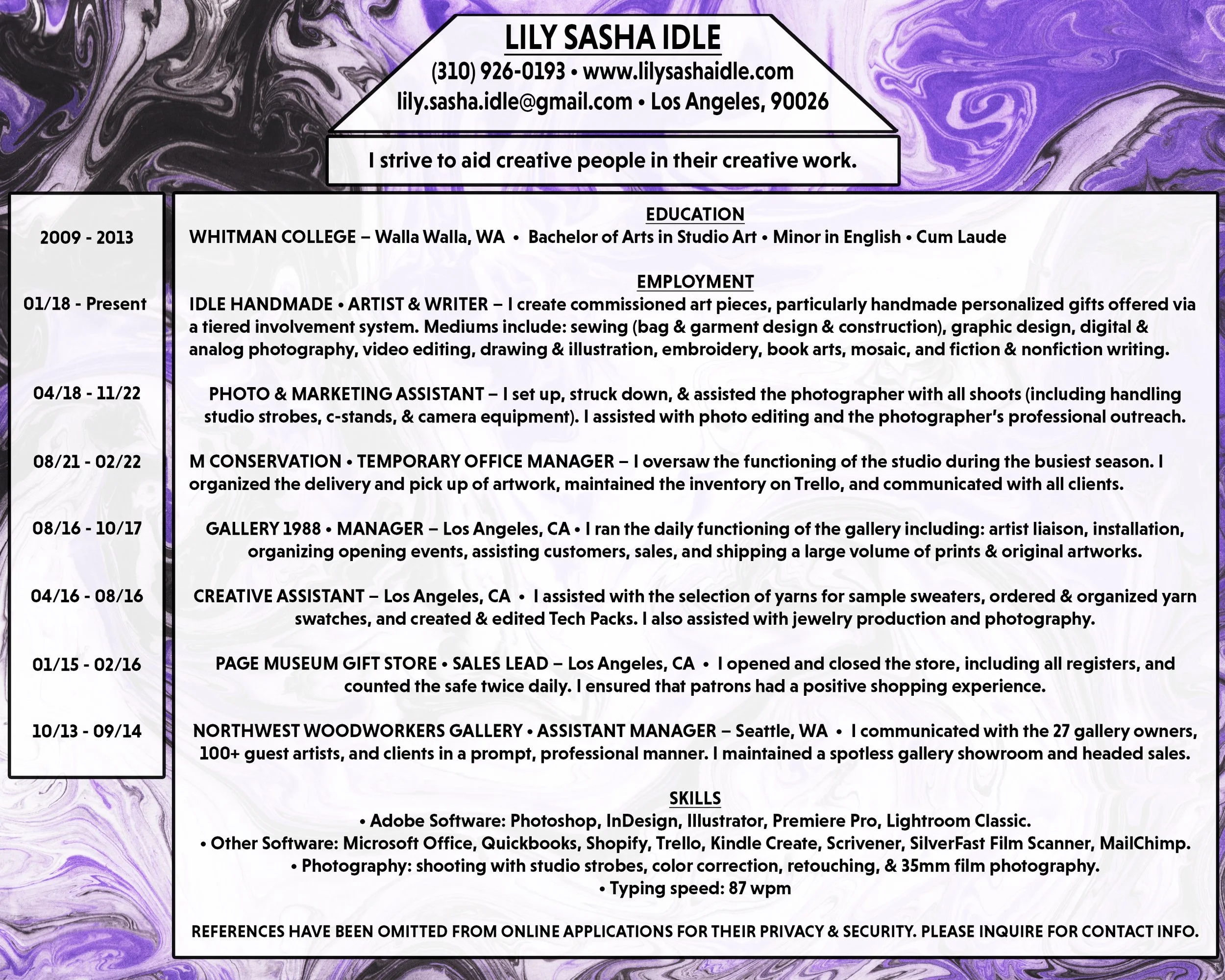 Menu 1 — Lily Sasha Idle