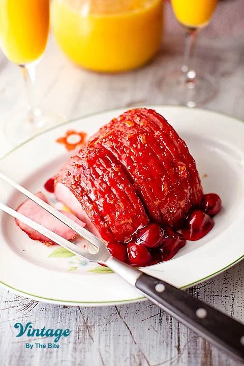 Cherry And Orange Glazed Baked Ham — Vintage By the Bite Retro Food Blog
