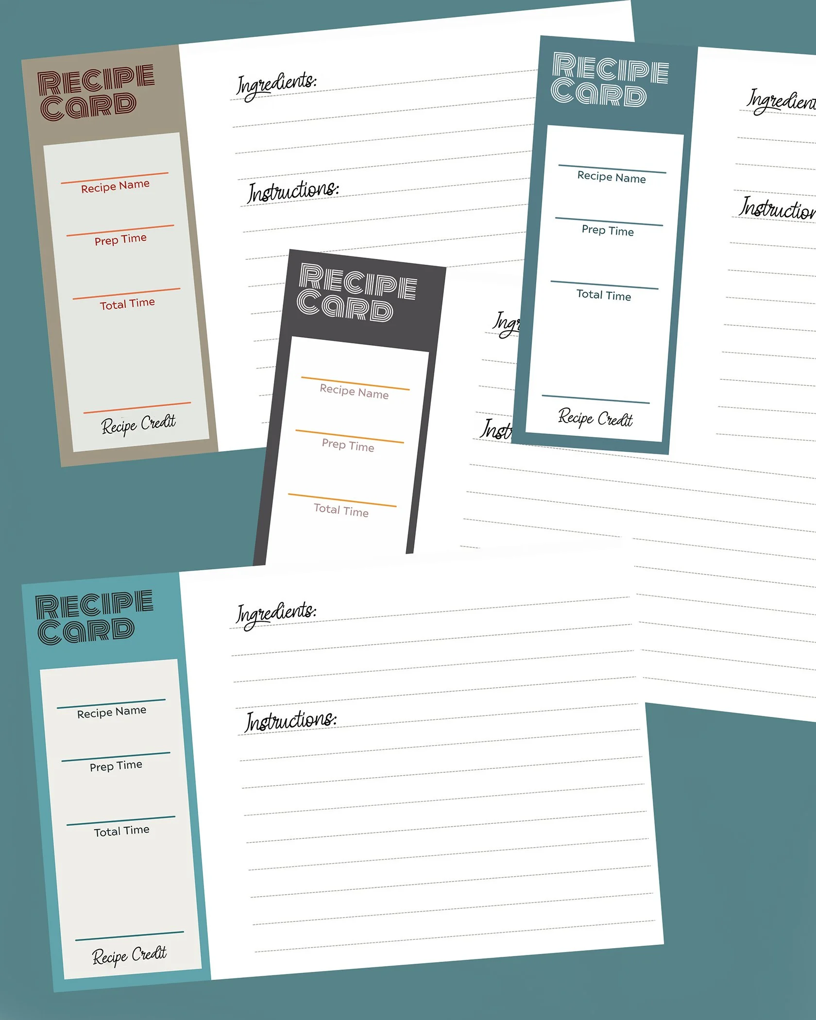 Printable Horizontal Retro Style Recipe Cards — vintage by the bite