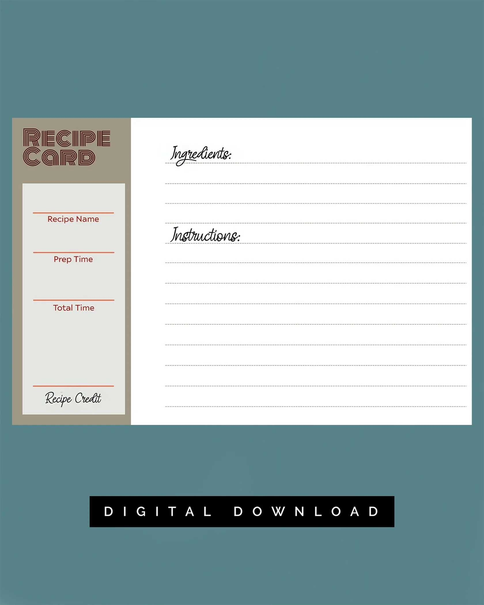 Printable Horizontal Retro Style Recipe Cards — vintage by the bite