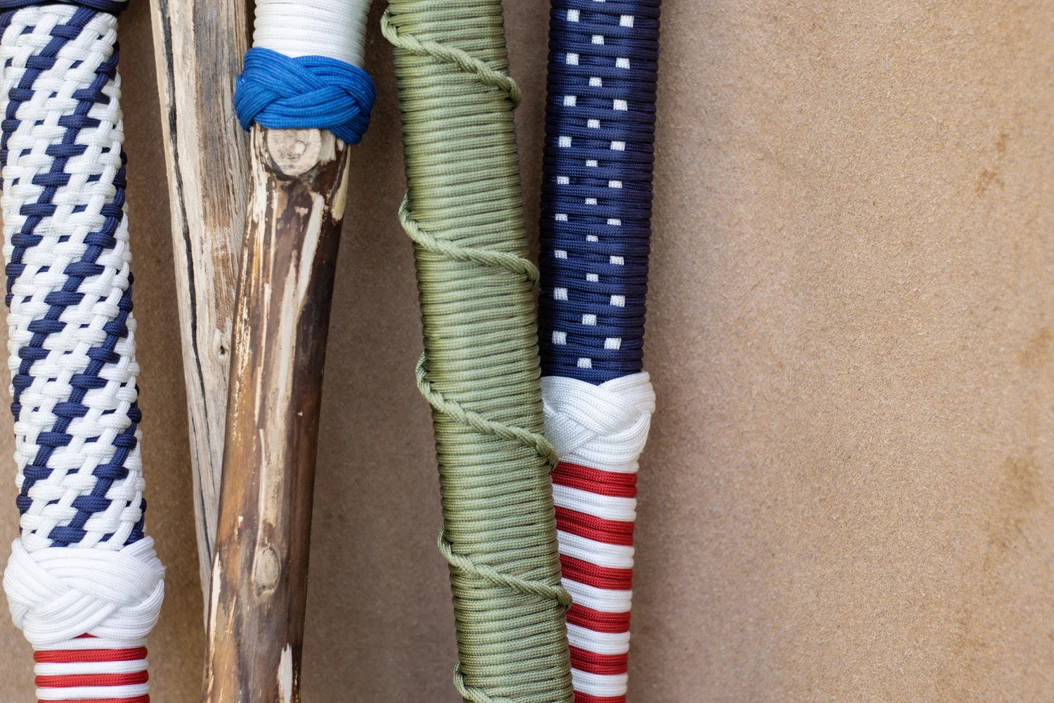 Custom 550 paracord wrapping of walking stick, paddles, or tool handles ...