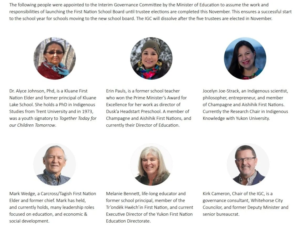 Trustees — First Nation School Board - Yukon