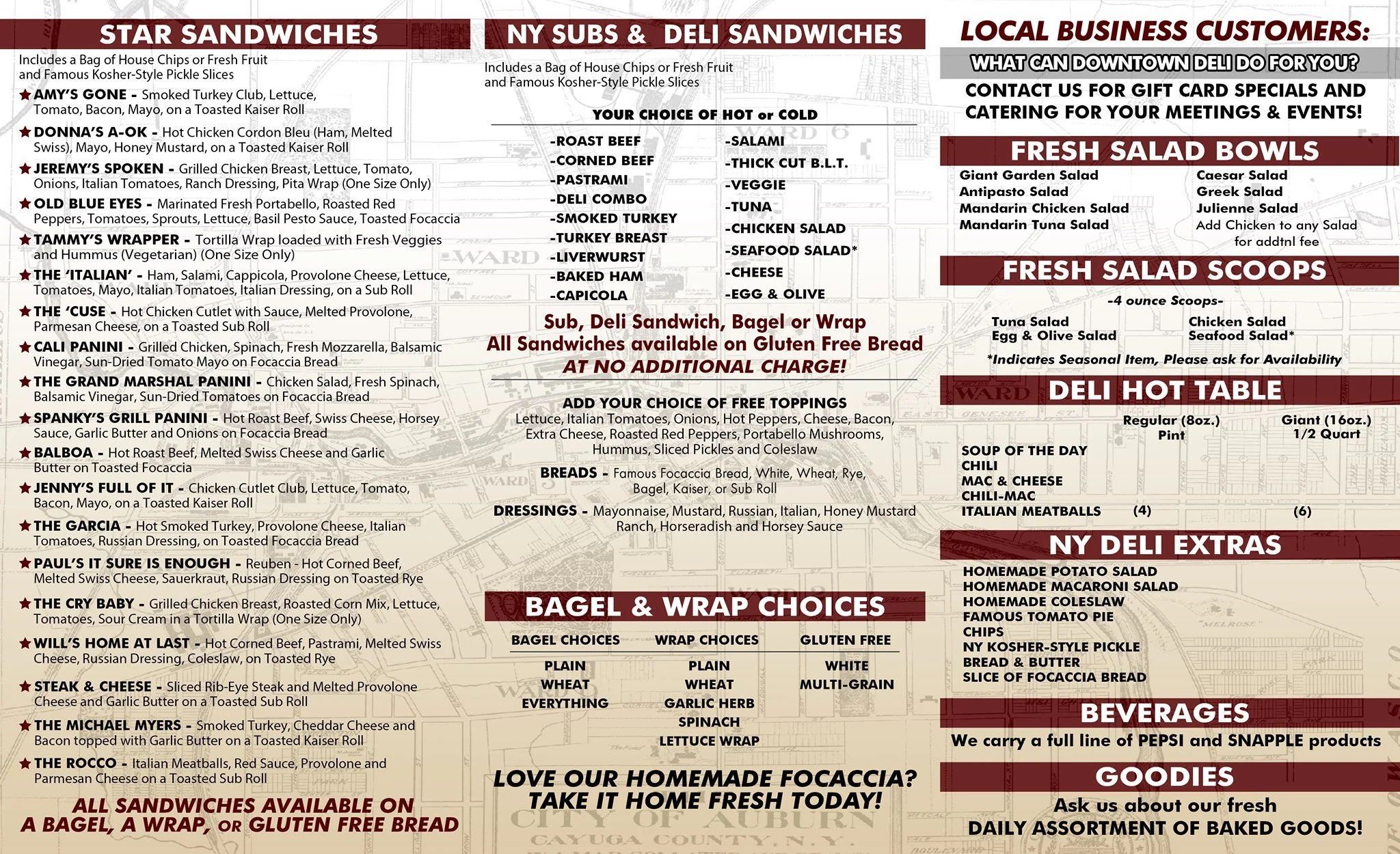 Deli Menu — Downtown Deli