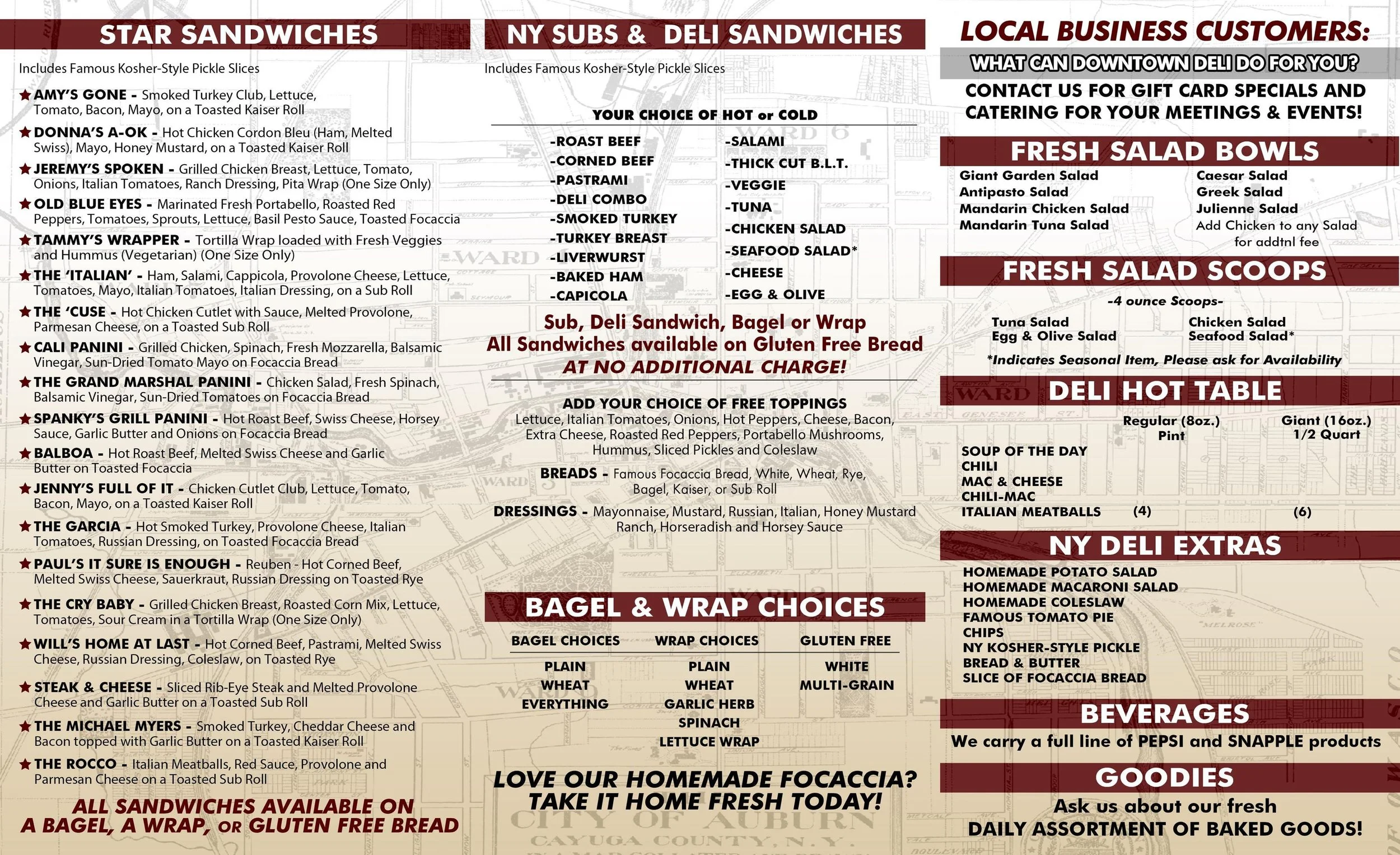 Deli Menu — Downtown Deli