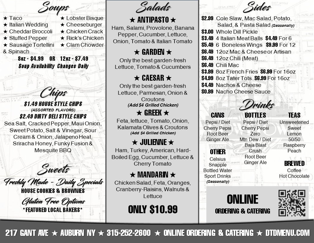 Deli Menu — Downtown Deli
