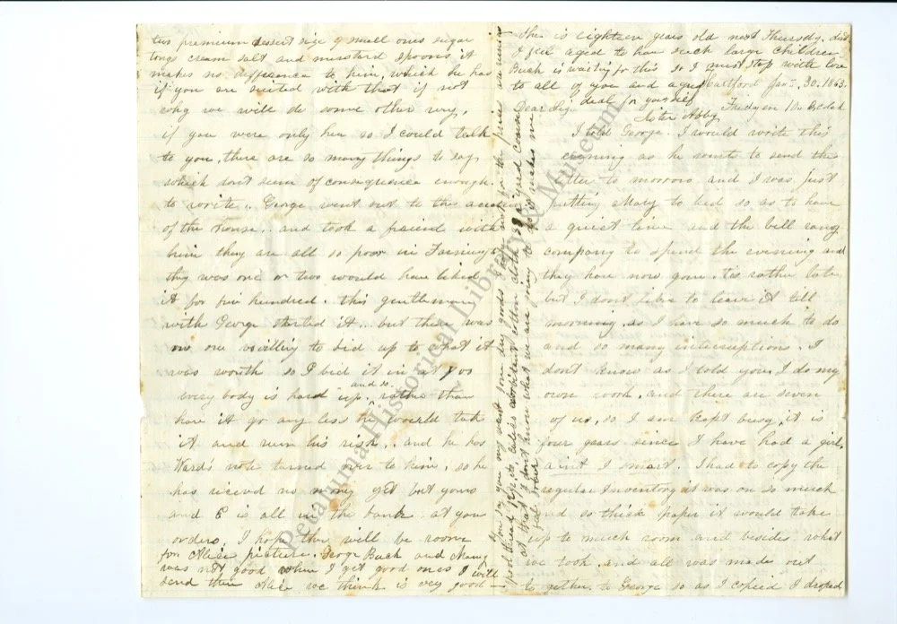 Letter from Abby Bodwell to Elizabeth Bodwell Lewis, January 30th, 1863 ...