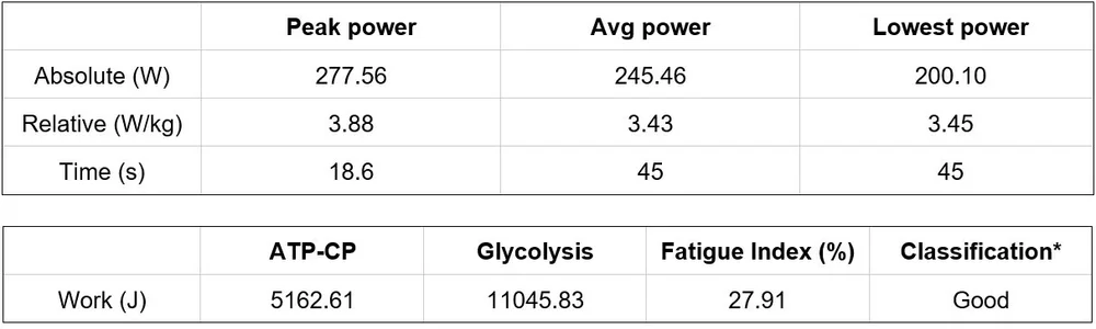 Wingate test: power and fatigue — TP Training & Performance