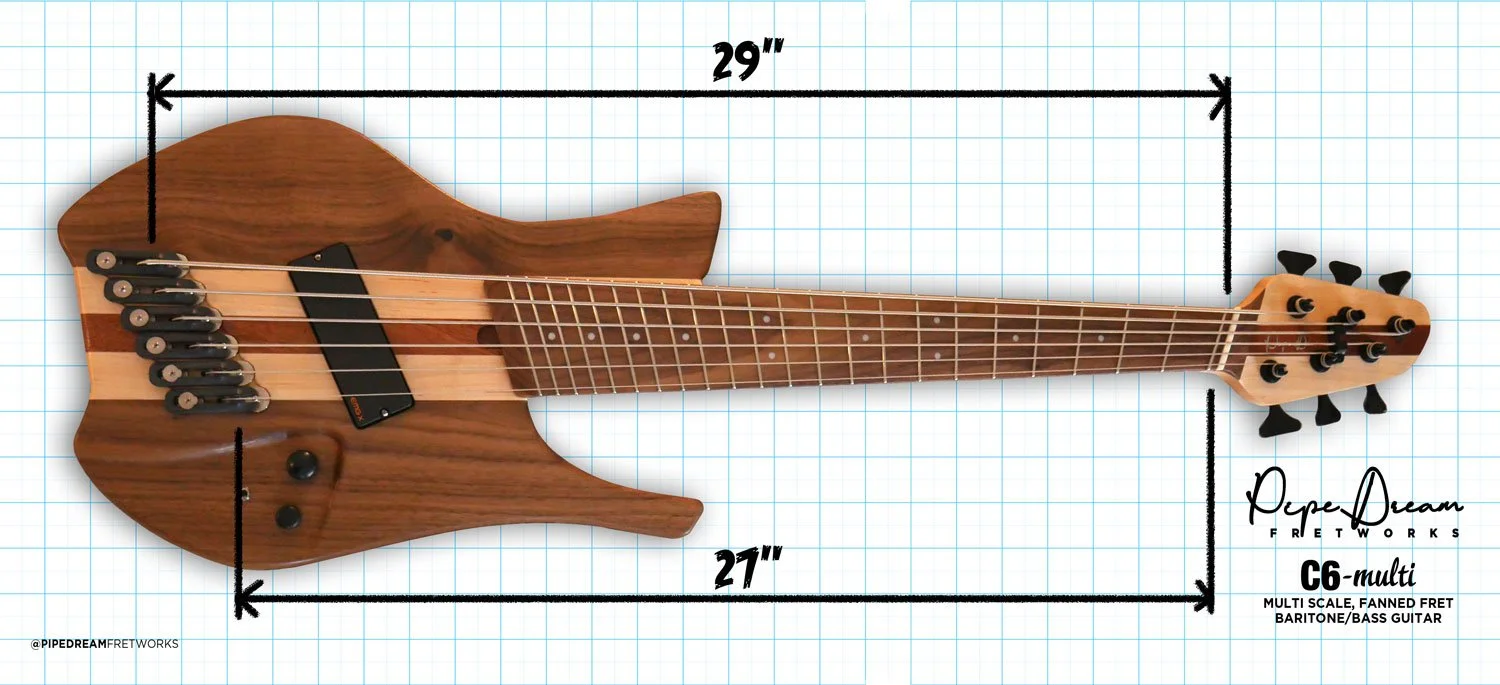 Pipe Dream C6 Multi baritone bass guitar — Pipe Dream Fretworks