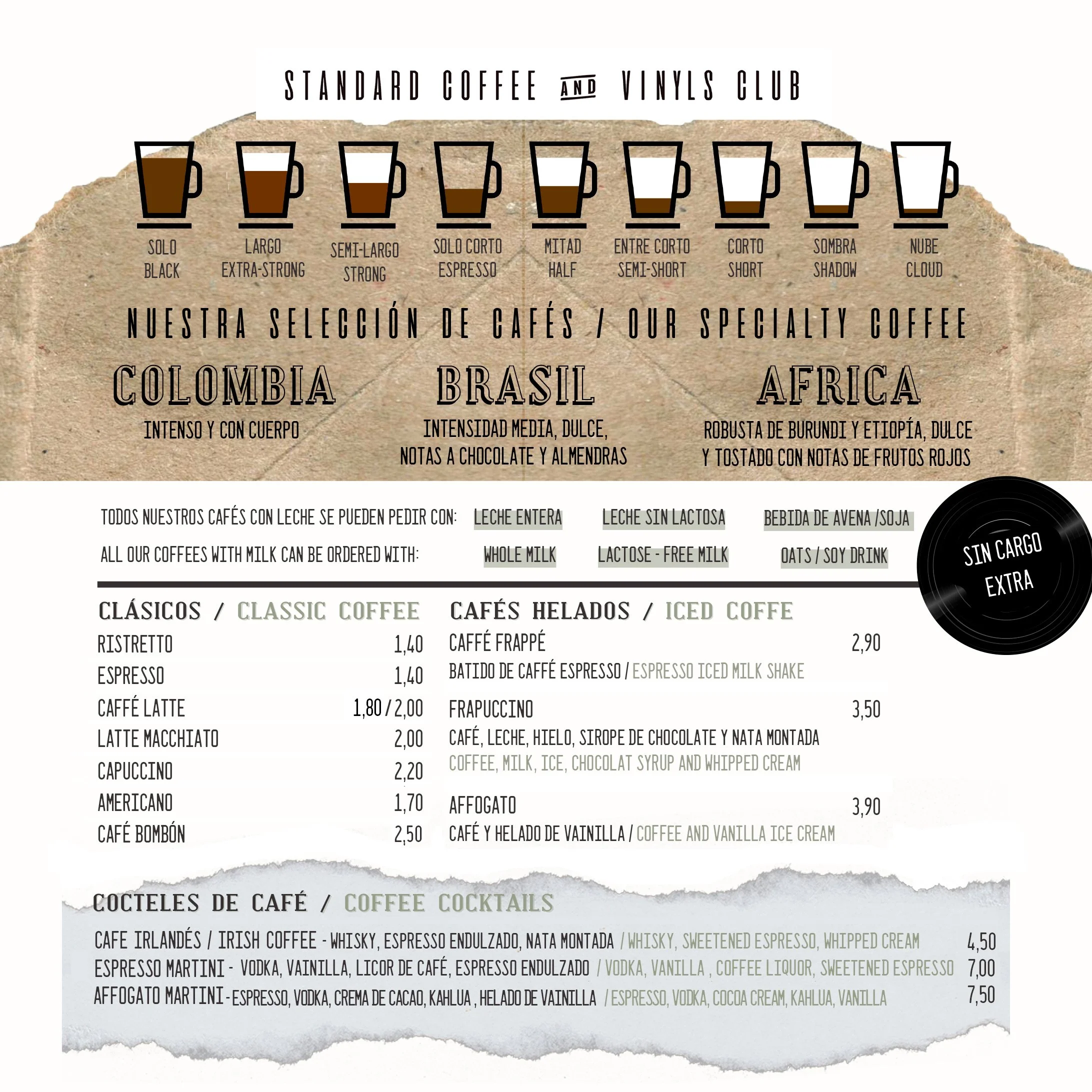 Menú — STANDARD COFFEE & VINYLS CLUB