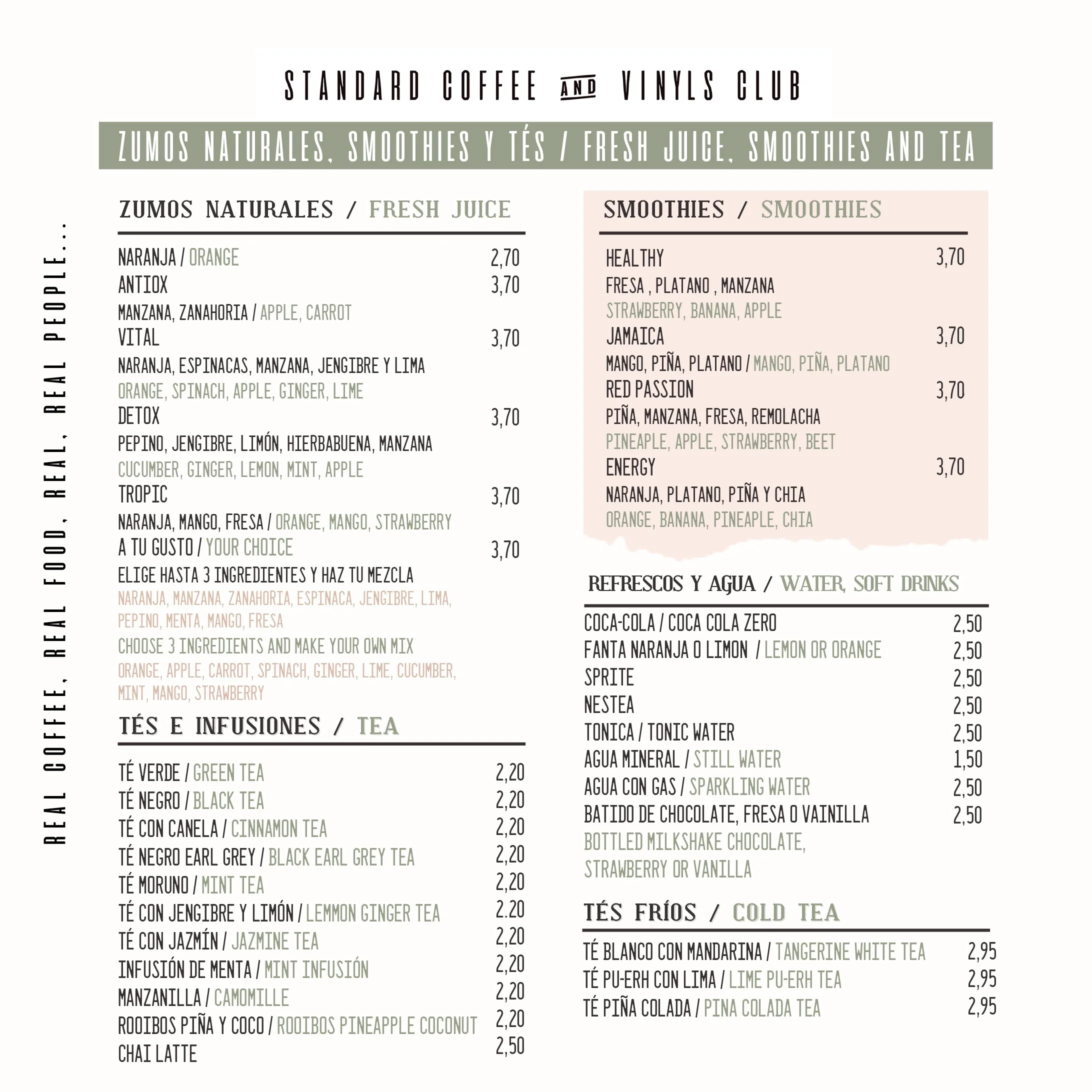 Menú — STANDARD COFFEE & VINYLS CLUB