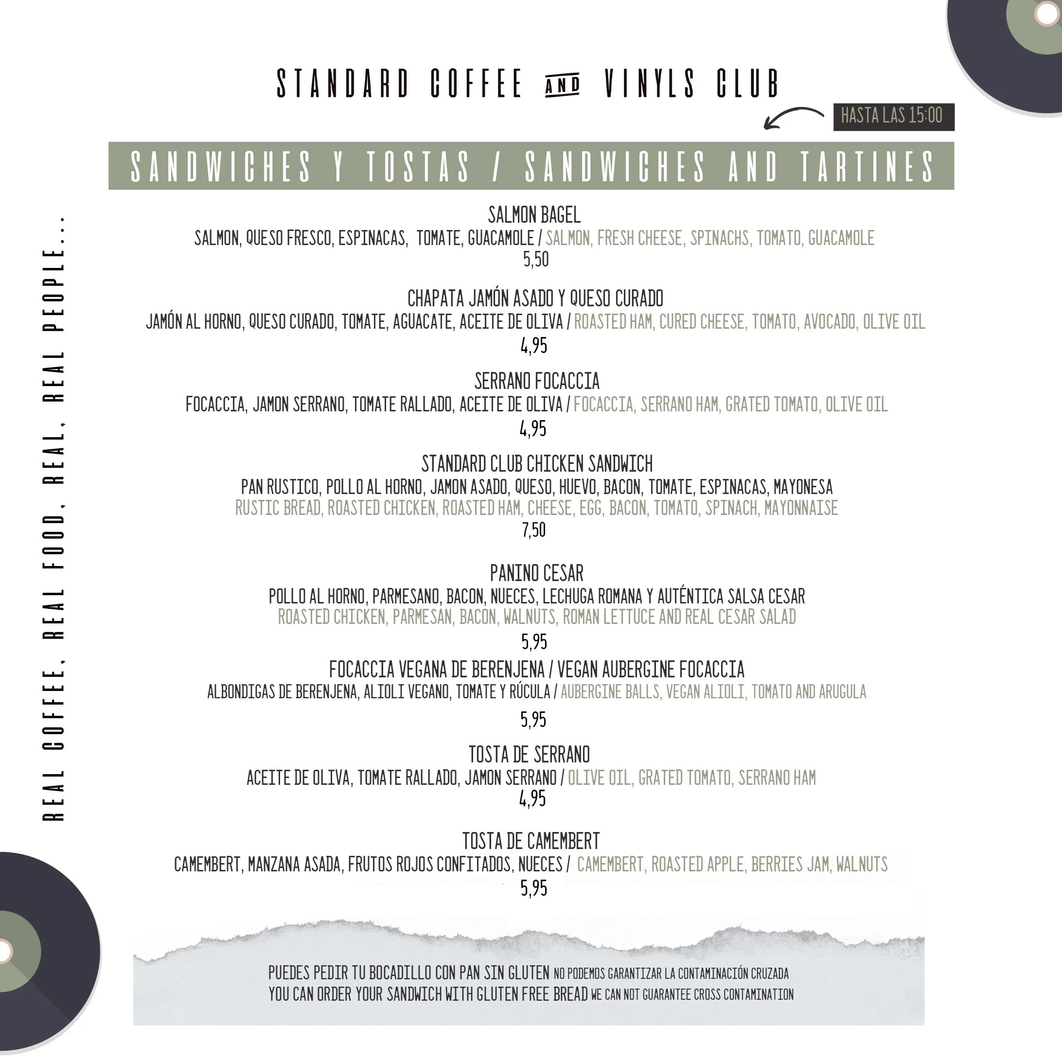 Menú — STANDARD COFFEE & VINYLS CLUB