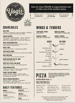 Menu 1 — Yogi's Bar & Grill