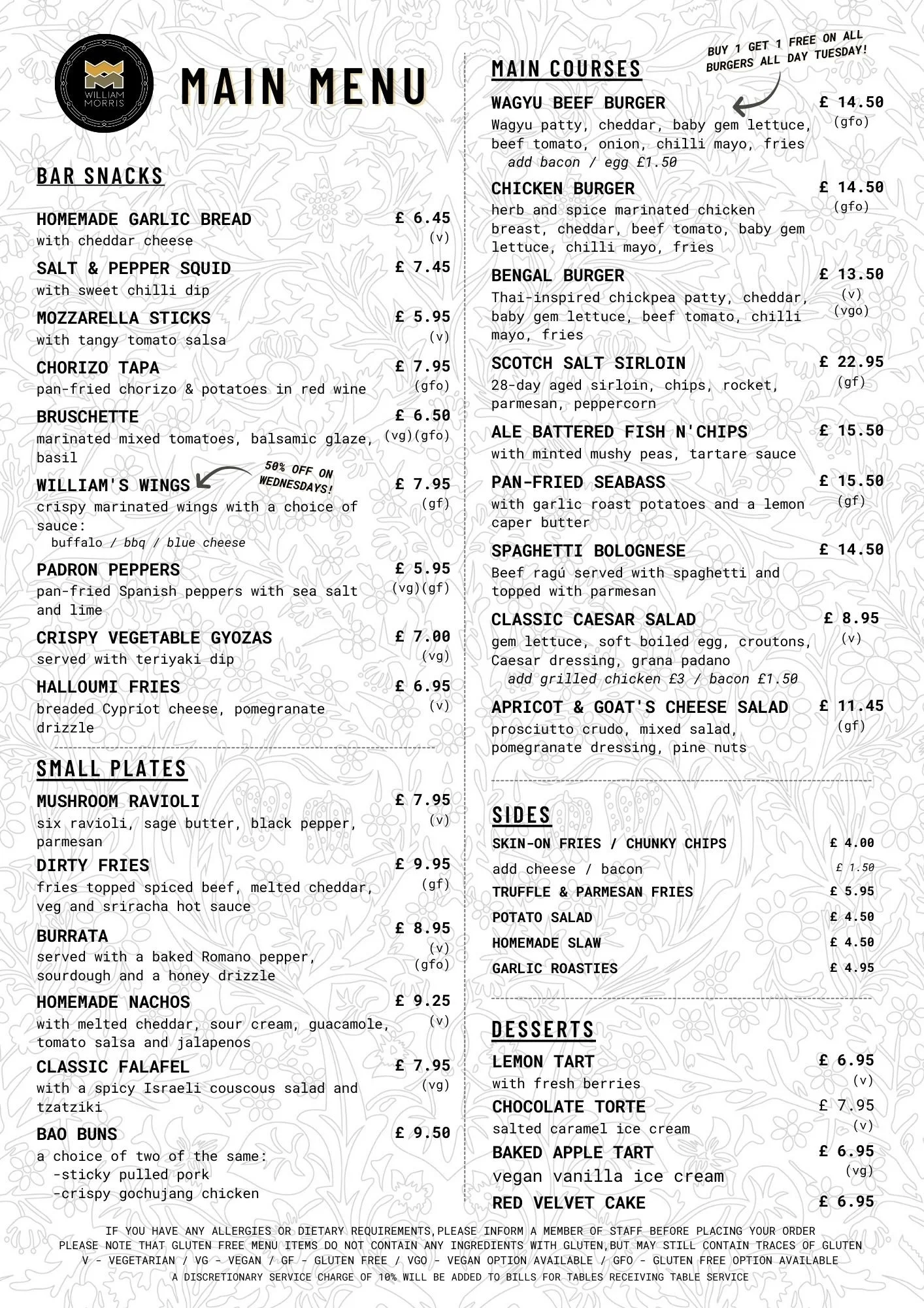 Main Menu — The William Morris