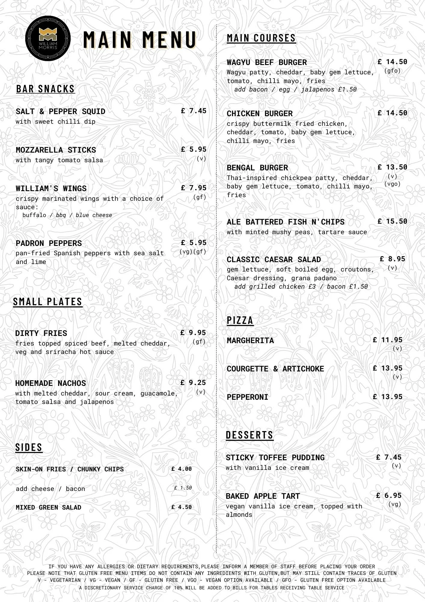 Main Menu — The William Morris