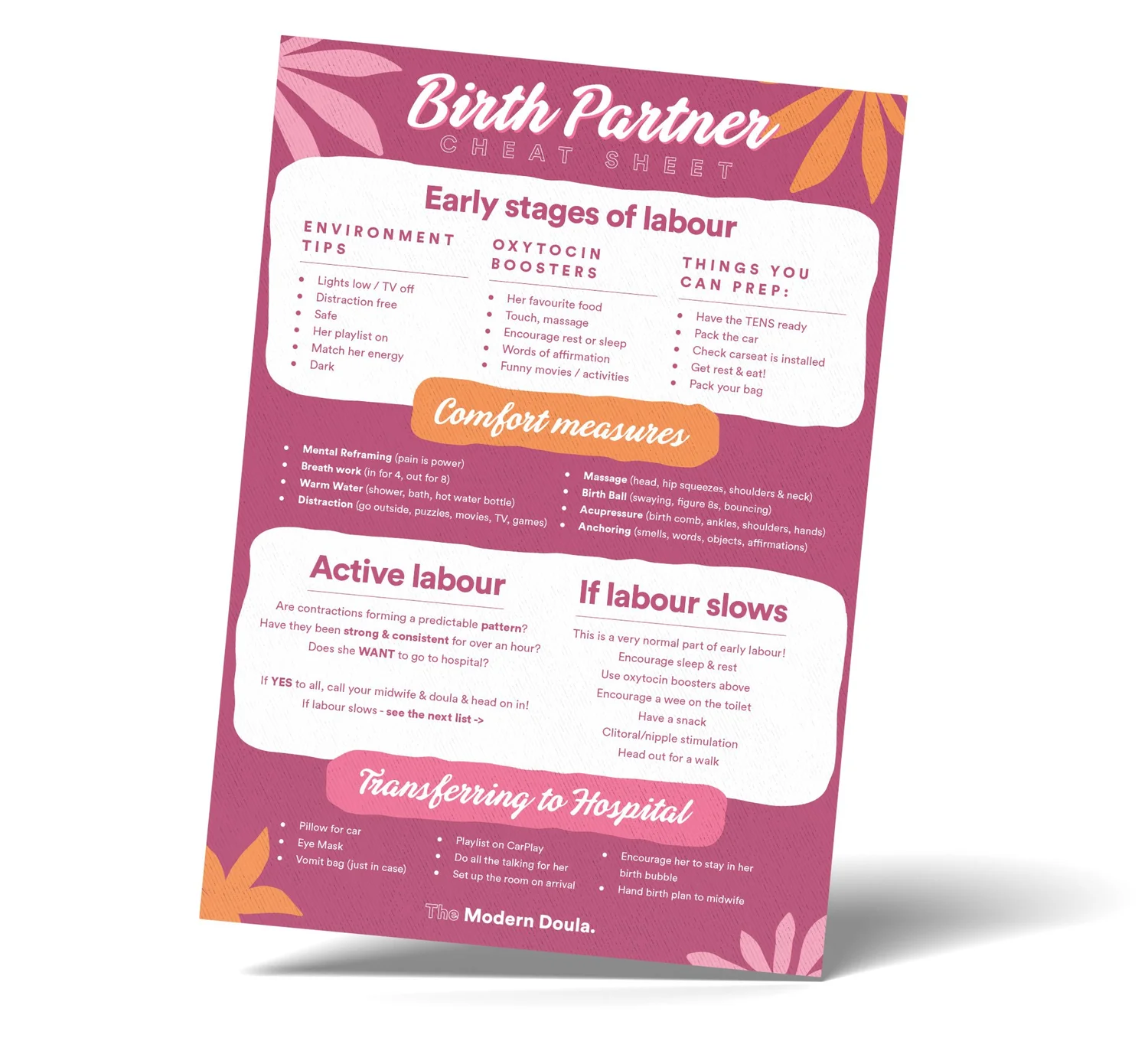 Partner Cheat Sheet Sign Up | The Modern Doula